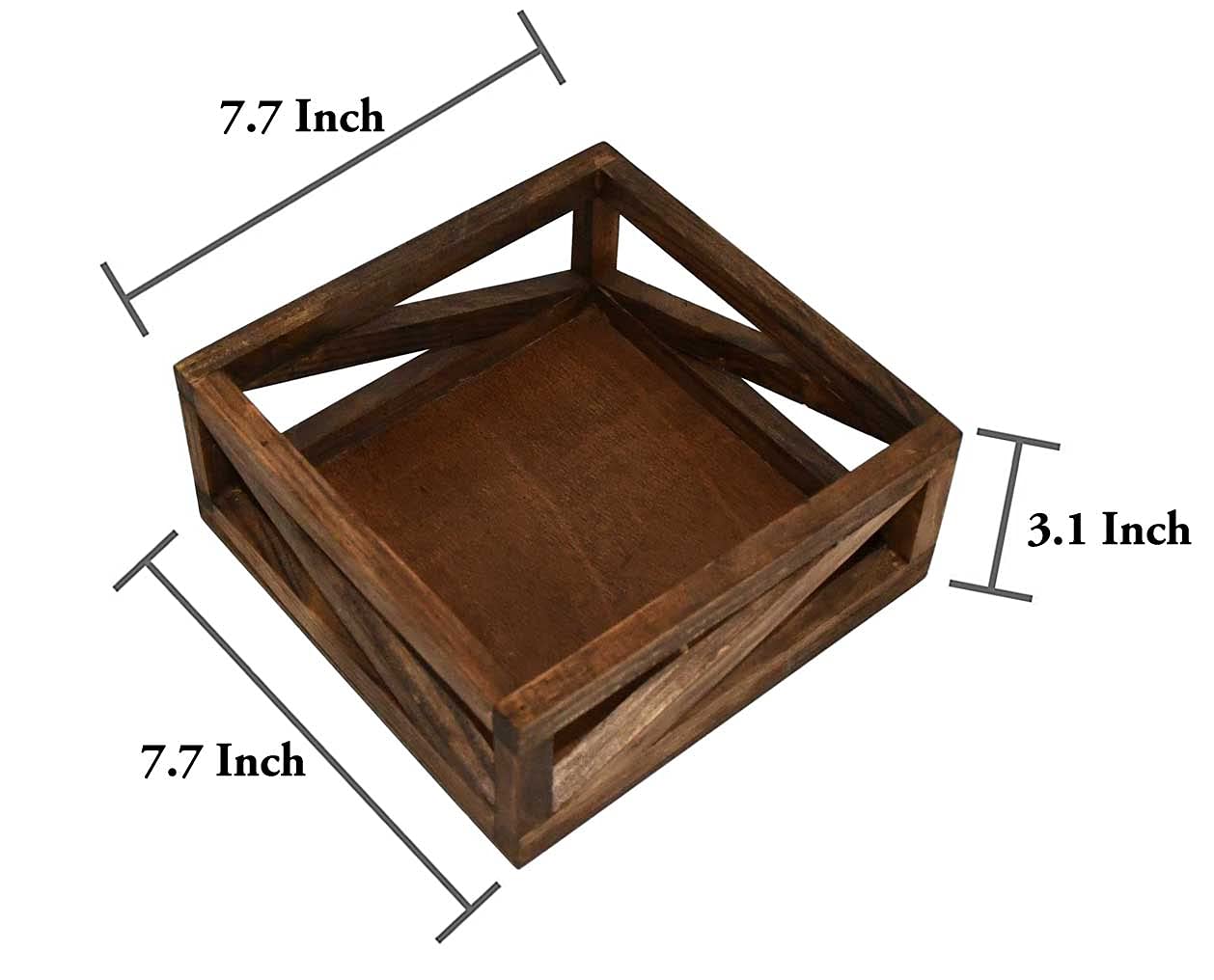 OwlGift Rustic Brown Flat Napkin Holder Solid Wood for Kitchen Table and Countertops, Christmas Napkin Holder Farmhouse Style and Décor for House, Office, Restaurant, Hotel, Café, Bar