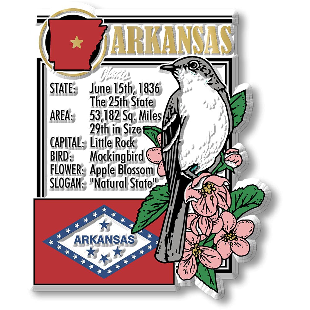 Arkansas State Montage Magnet by Classic Magnets, 2.8" x 3.4", Collectible Souvenirs Made in The USA