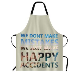 beabes mountain and sea quote bib apron adjustable neck strap lettering no mistakes we just happy accidents poster polyester work apron crafting bbq drawing chef waitress 27" x 31"