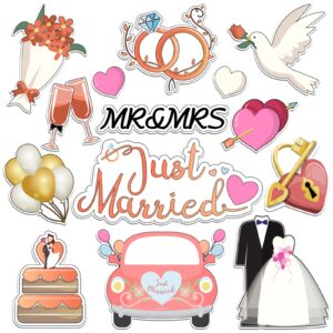 14 pcs just married ornate car magnets just married refrigerator protect magnet honeymoon anniversary wedding bridal fridge magnet stickers decals decorative for anniversary wedding party