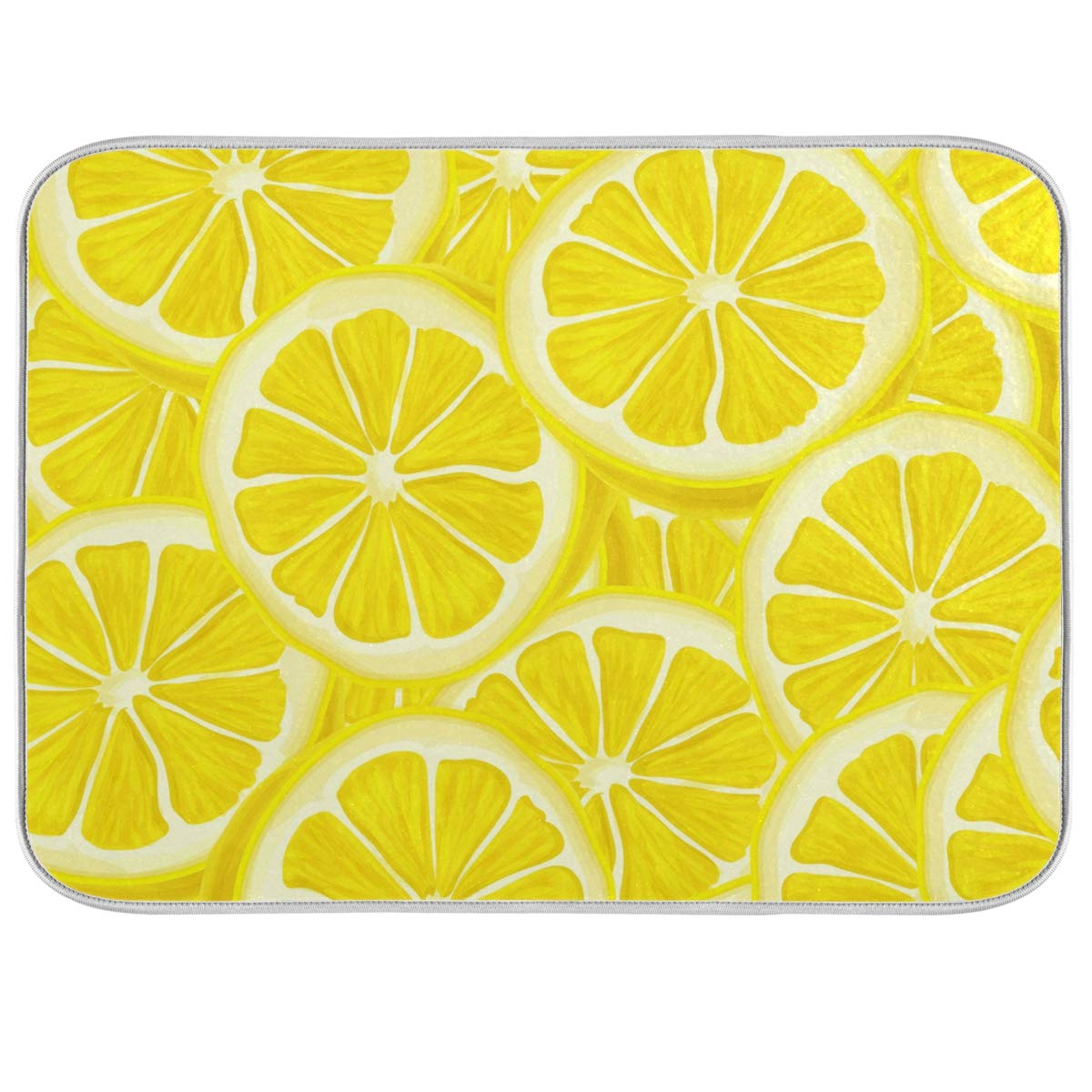 Yellow Lemon Dish Drying Mat for Kitchen Countertops Sinks Drying Mat Absorbent Heat Resistant Dishes Drainer Pad 16 x 18 Inch