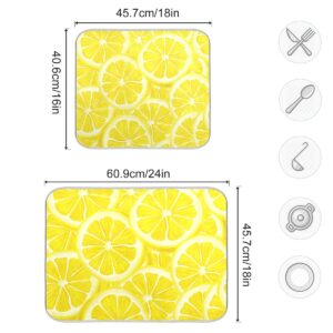 Yellow Lemon Dish Drying Mat for Kitchen Countertops Sinks Drying Mat Absorbent Heat Resistant Dishes Drainer Pad 16 x 18 Inch