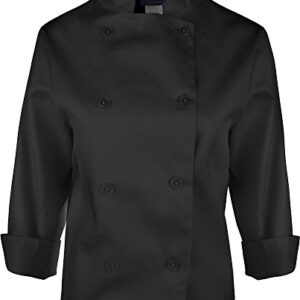 KNG Childrens Classic Long Sleeve Chef Coat,Black,Large