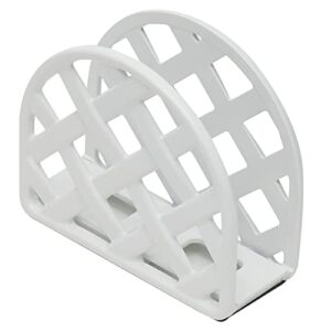 home basics weave freestanding cast iron napkin holder | rubber feet | enamel coating | great for cloth or paper napkin (white)