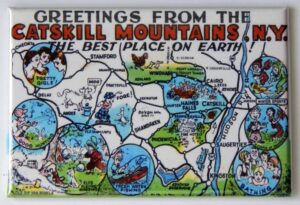 greetings from catskill mountains map fridge magnet (1.75 x 2.75 inches)