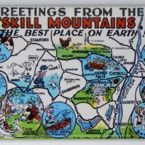 Greetings from Catskill Mountains Map Fridge Magnet (1.75 x 2.75 inches)