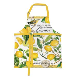 michel design works cotton chef apron, lemon basil