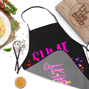 Mweet Slime Apron Funny Colorful Paint Kitchen Apron Adjustable Waist Ties Polyester Bib Apron for Women Girl Baking Cooking BBQ Gardening Party