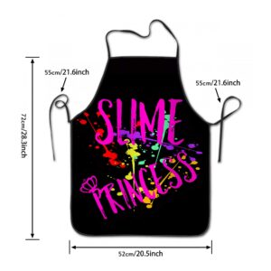 Mweet Slime Apron Funny Colorful Paint Kitchen Apron Adjustable Waist Ties Polyester Bib Apron for Women Girl Baking Cooking BBQ Gardening Party