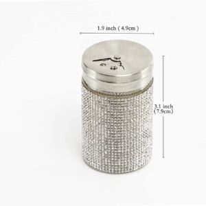 LuckyMao Bling Toothpick Holder Bling Portable Pill Container Silver Glitter Sparkle Toothpick Dispenser Glass Rhinestone Toothpick Holder Seasoning Bottle for Home Living Room