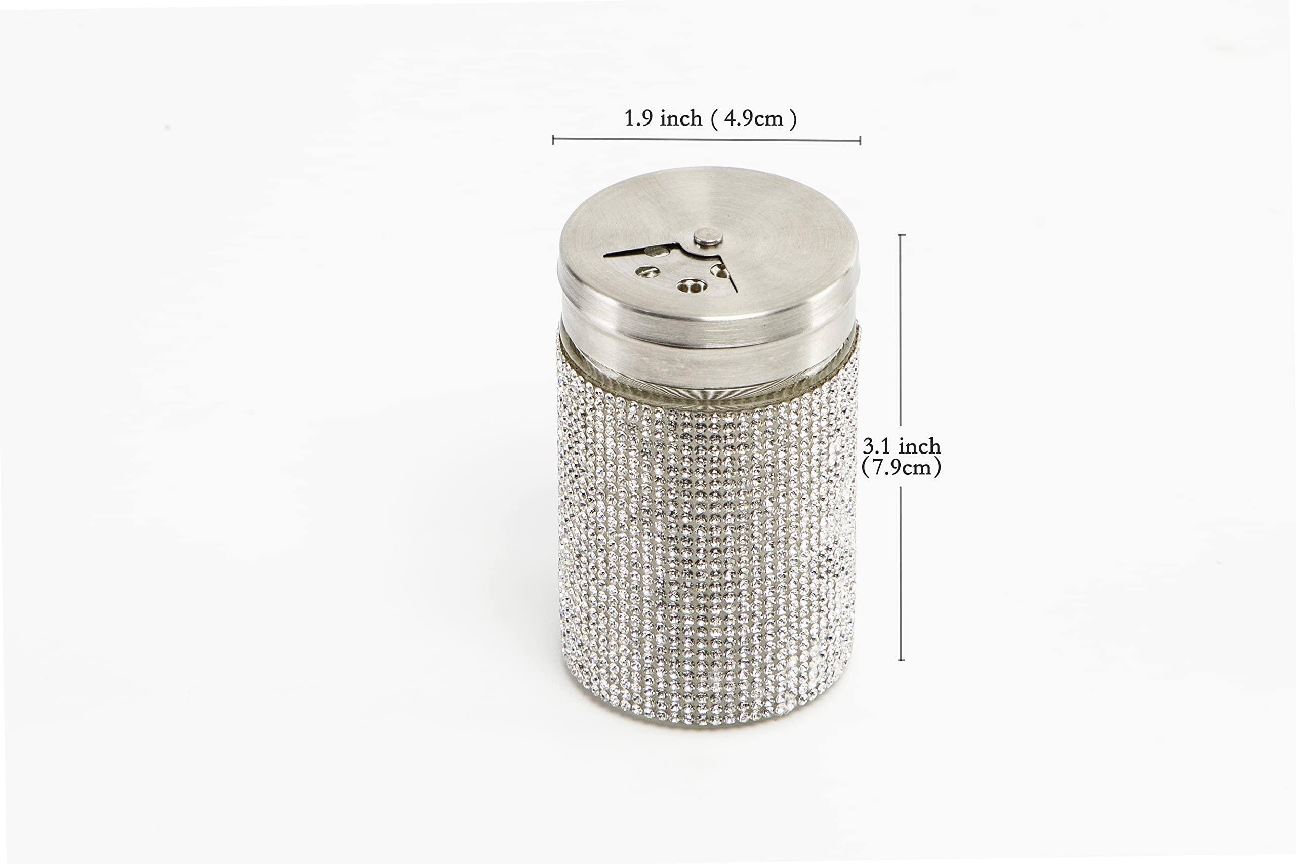 LuckyMao Bling Toothpick Holder Bling Portable Pill Container Silver Glitter Sparkle Toothpick Dispenser Glass Rhinestone Toothpick Holder Seasoning Bottle for Home Living Room