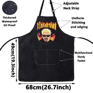 WZMPA Chef Kitchen Apron With Pockets Kitchen Food Fans Gift Chef Adjustable Apron For Baking Cooking Grilling (Town Apron)