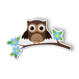 ak wall art cute owl tree branch decorative - magnet - car fridge locker - select size