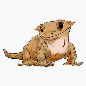 generic magnet smiling crested gecko, cute crested gecko, crestie lover magnet bumper sticker car magnet flexible reuseable magnetic vinyl 5(lab-ctmagnets-1226)