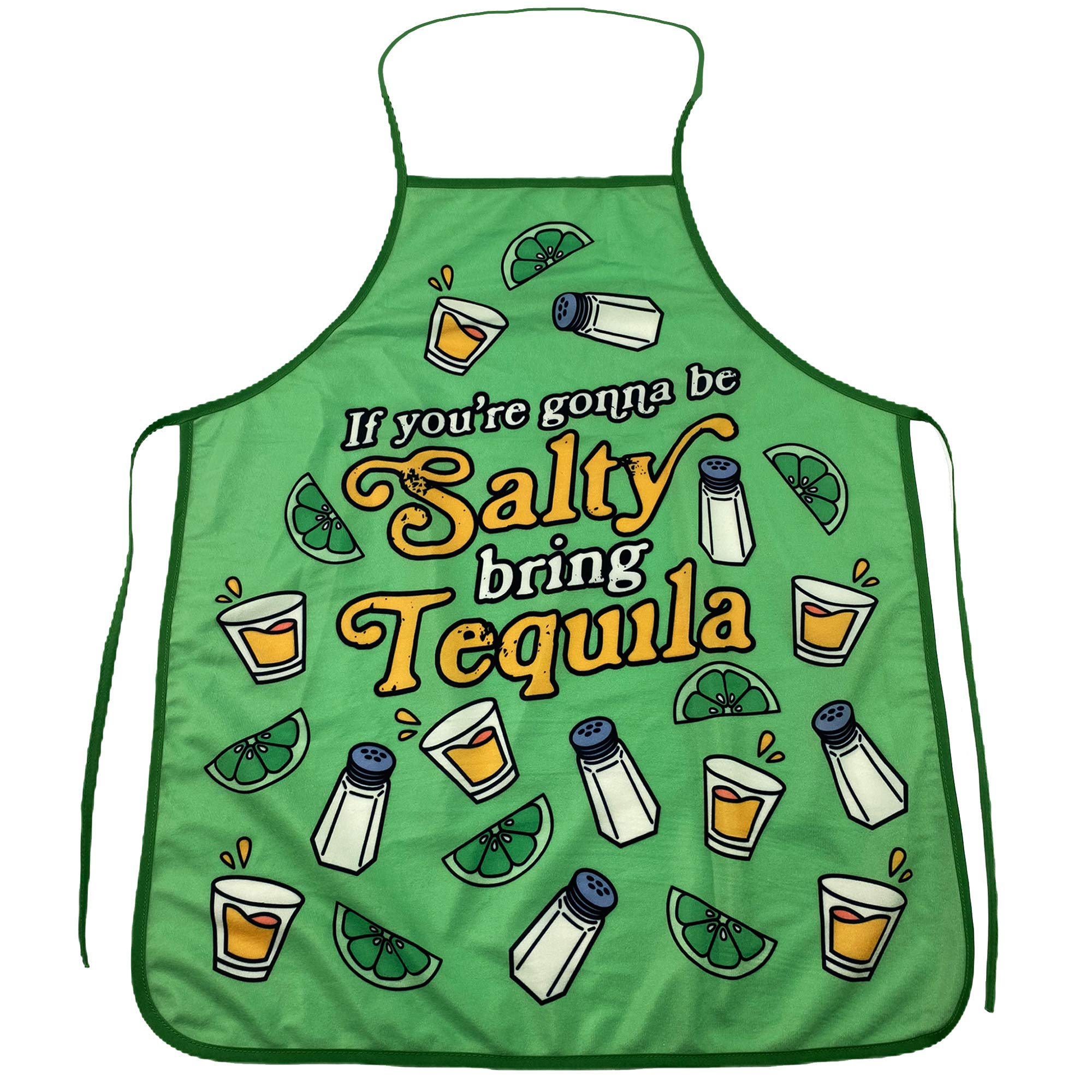 Crazy Dog T-Shirts If You're Gonna Be Salty Bring Tequila Apron Funny Drinking Margarita Kitchen Smock Funny Graphic Kitchenwear Cinco De Mayo Funny Food Novelty Cookware Green Apron