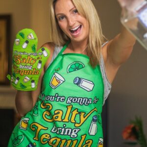 Crazy Dog T-Shirts If You're Gonna Be Salty Bring Tequila Apron Funny Drinking Margarita Kitchen Smock Funny Graphic Kitchenwear Cinco De Mayo Funny Food Novelty Cookware Green Apron