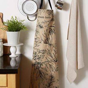 DII Garden Fresh Herbs Kitchen Collection, Chef's Apron, Natural Greenery