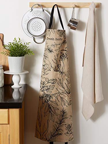 DII Garden Fresh Herbs Kitchen Collection, Chef's Apron, Natural Greenery