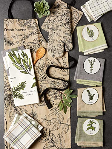 DII Garden Fresh Herbs Kitchen Collection, Chef's Apron, Natural Greenery