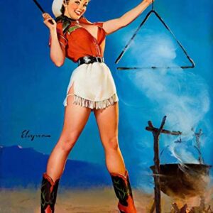 Magnet Come and Get It Old West Vintage Style Elvgren Pin-Up Magnet Vinyl Magnetic Sheet for Lockers, Cars, Signs, Refrigerator 5"