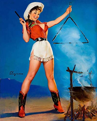 Magnet Come and Get It Old West Vintage Style Elvgren Pin-Up Magnet Vinyl Magnetic Sheet for Lockers, Cars, Signs, Refrigerator 5"