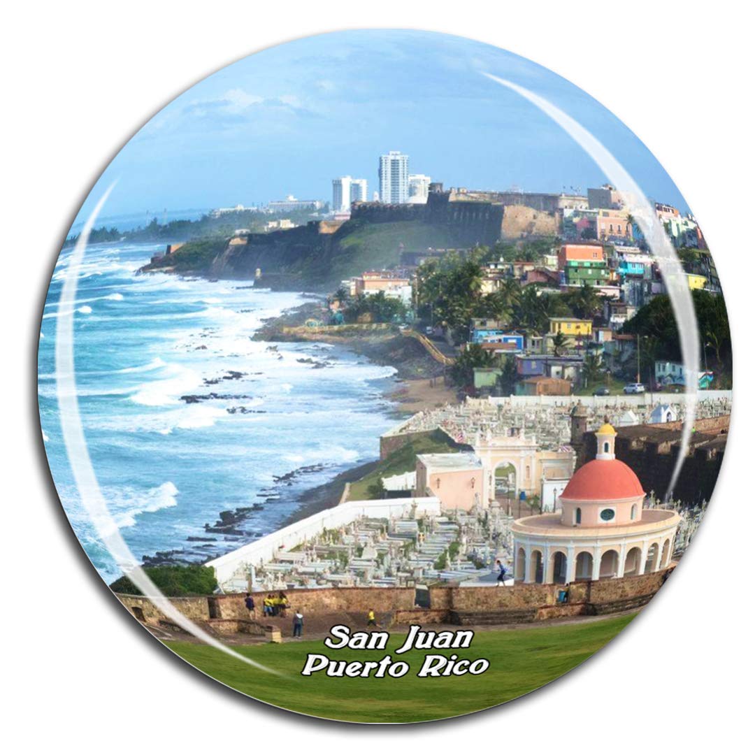 Old San Juan Puerto Rico Caribbean Sea Fridge Magnet 3D Crystal Glass Tourist City Travel Souvenir Collection Gift Strong Refrigerator Sticker