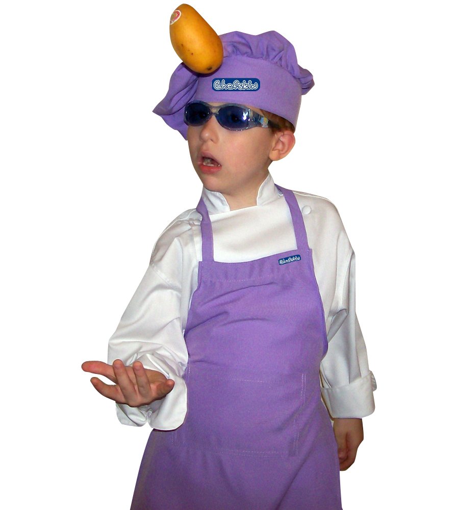 Chefskin Adult Set Apron + Hat Lavender Lillac Light Purple Color, Ultra Lightweight Comfortable