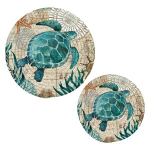 alaza ocean sea turtle trivets for hot dishes 2 pcs,hot pad for kitchen,trivets for hot pots and pans,large coasters cotton mat cooking potholder set