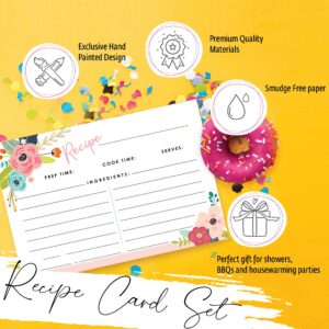 Set of 50 Premium Recipe Cards 4x6 Double Sided, Kitchen Recipe Card Set, Plenty of Blank Writing Space, Matte Non-Smudge thick Paper Cards for Weddings, Bridal Showers Baby Showers Housewarming Gifts