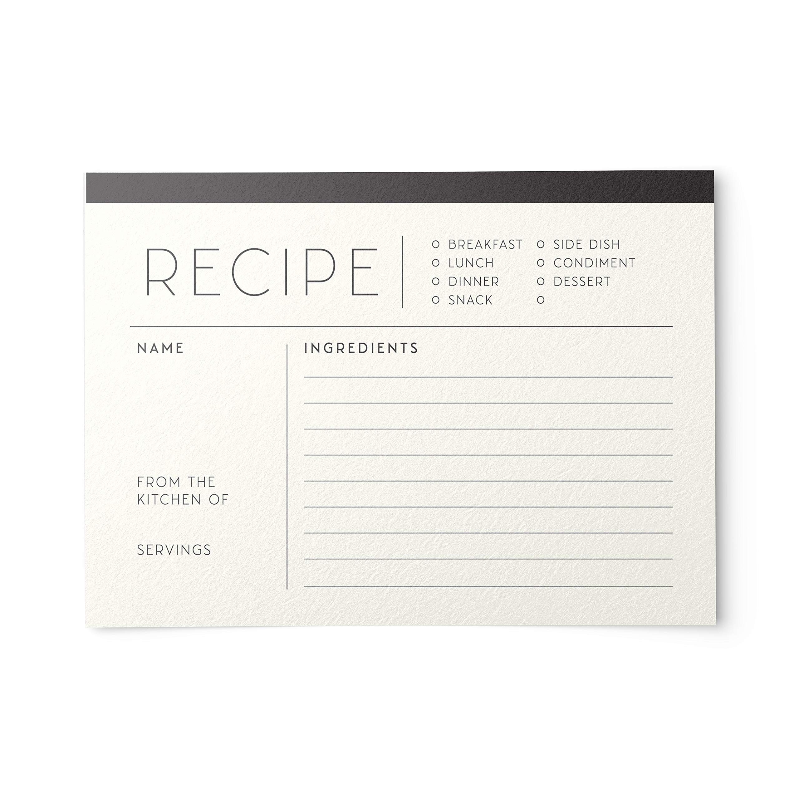 48 Water Resistant Ivory Recipe Cards, Simple & Modern, Double-Sided, Multi-Colors (Ivory & Black)