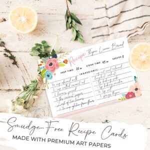 Set of 50 Premium Recipe Cards 4x6 Double Sided, Kitchen Recipe Card Set, Plenty of Blank Writing Space, Matte Non-Smudge thick Paper Cards for Weddings, Bridal Showers Baby Showers Housewarming Gifts