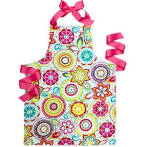 sara sews colorful pink floral handmade art craft or baking apron gift for tween girl