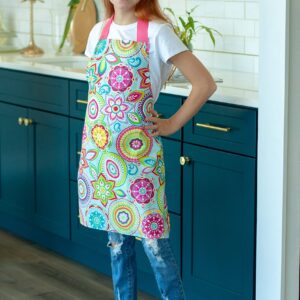 Sara Sews Colorful Pink Floral Handmade Art Craft or Baking Apron Gift for Tween Girl