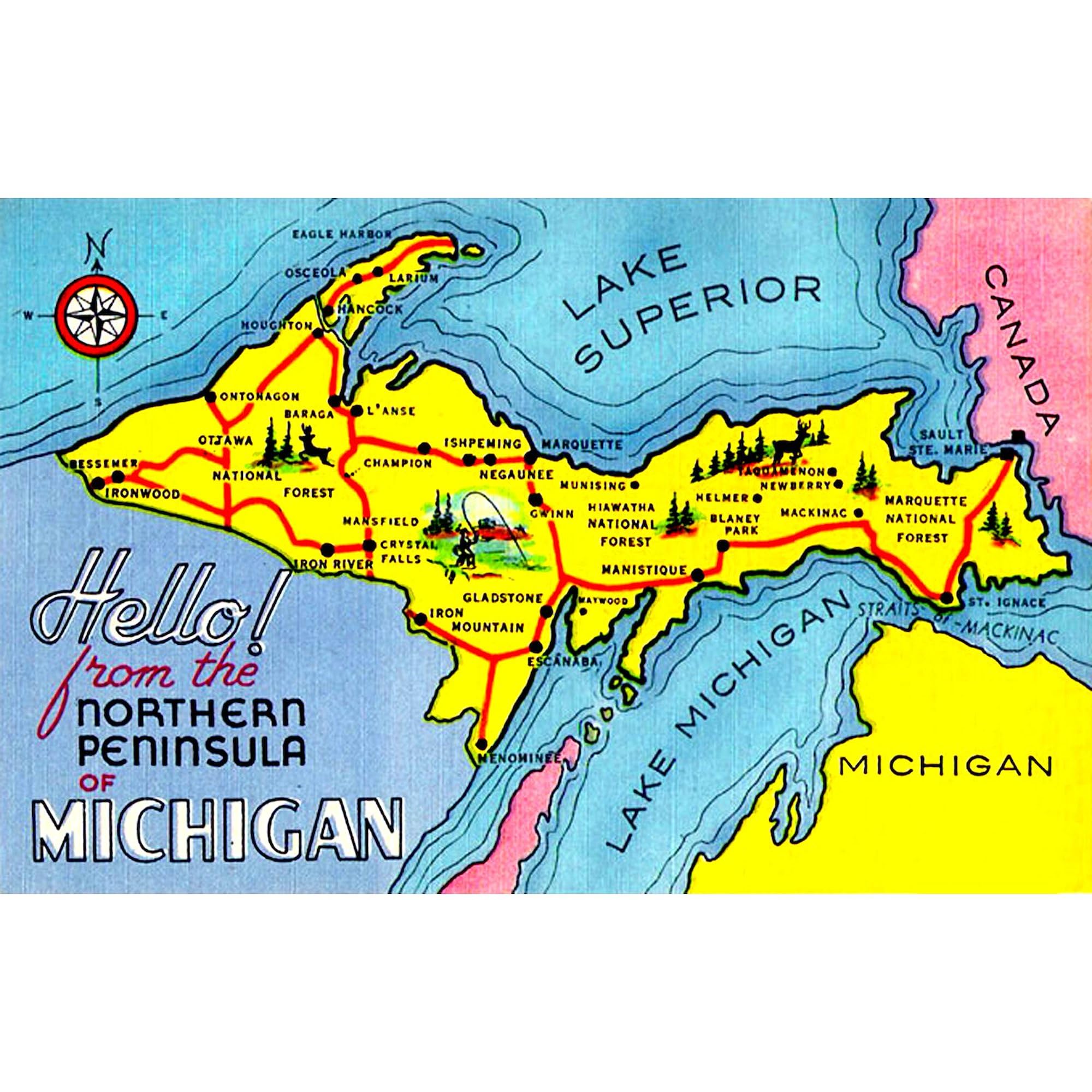 CafePress Michigan Northern Upper Peninsula Rectangle Magnet, 3"x2" Refrigerator Magnet