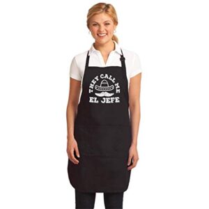 They Call Me El Jefe Cinco De Mayo Party Gift Kitchen Apron - Great Gift for Your Friend, Your Family's Member – Black