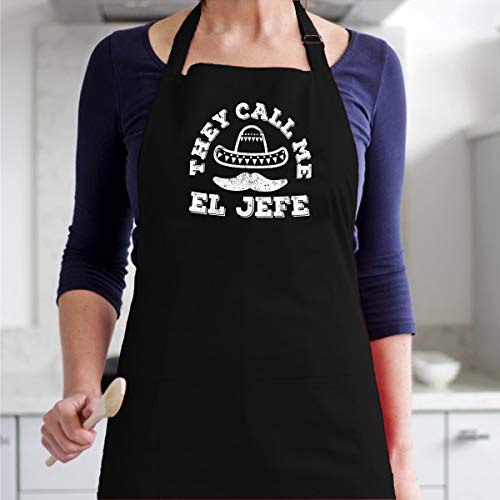 They Call Me El Jefe Cinco De Mayo Party Gift Kitchen Apron - Great Gift for Your Friend, Your Family's Member – Black