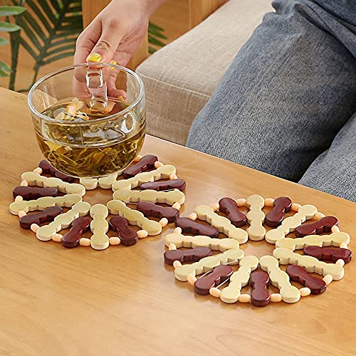 Yagizaai Wood Trivets, Bamboo Trivet Mat Set for Hot Pots/Dishes/Bowl - 3 Eco-Friendly, Sturdy and Durable 6.5' Kitchen Hot Pads