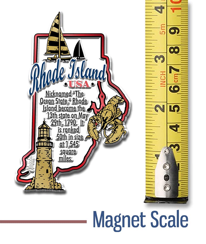 Rhode Island Information State Magnet by Classic Magnets, 2.4" x 3.7", Collectible Souvenirs Made in The USA