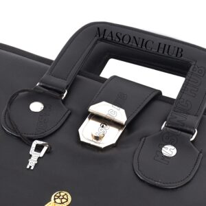 Masonic Hand Embroidered Past Master Masonic Apron carrying Case with Handle [BLACK]