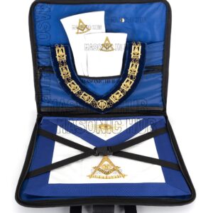 Masonic Hand Embroidered Past Master Masonic Apron carrying Case with Handle [BLACK]