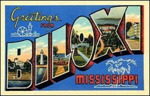 magnet 3x5 inch vintage greetings from biloxi sticker (postcard logo mississippi mi) magnetic vinyl bumper sticker sticks to any metal fridge, car, signs