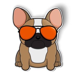 cute french bulldog in glasses - 5" magnet for car locker refrigerator