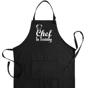 ThisWear Chef in Training Funny Apron for Kitchen Two Pocket Apron Black