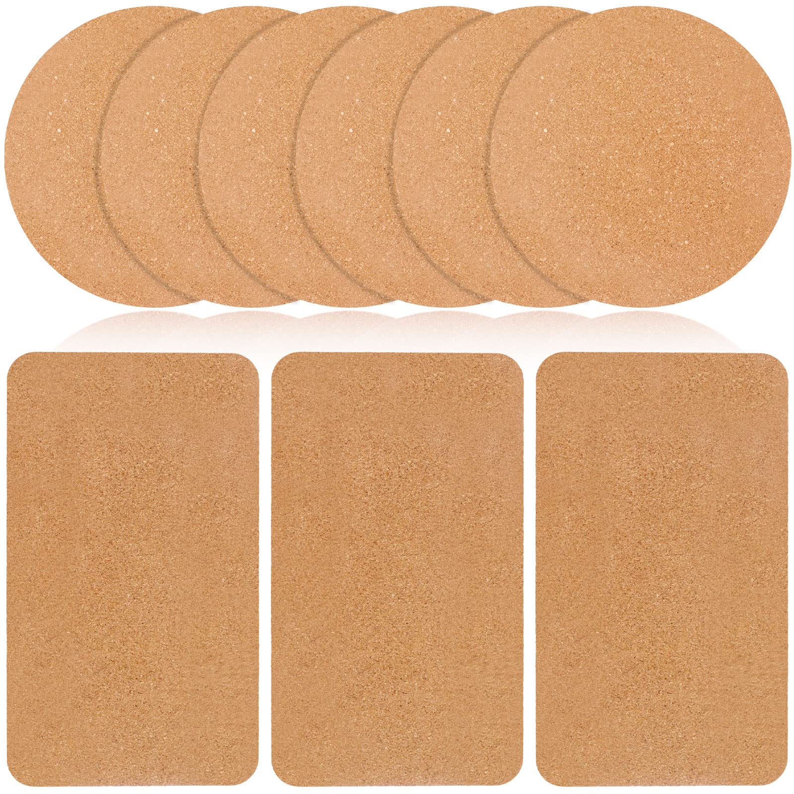 37YIMU 9 Pack Cork Trivet Set 12" x 7" Rectangle 6.3" Round Heat-Resistant Cork Mat High Density Thick Cork Coaster Hot Pads for Table Countertop Kitchen Hot Pots Pans Dishes Multifunctional Board