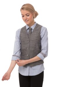 chef works women's augustine vest, grey, x-large