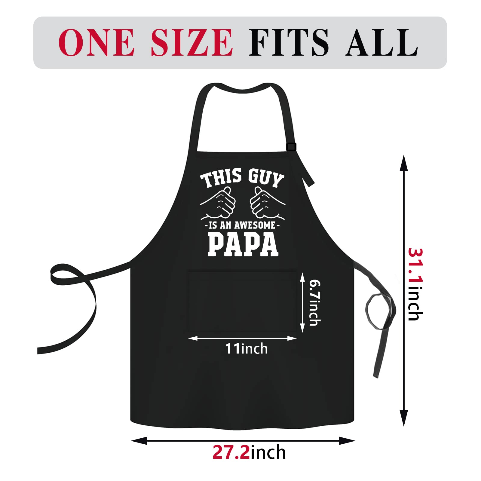 zcyhtqp This Guy is an Awesome Papa,Funny Apron for Men with 2 pockets,One Size Fits All,Adjustable Chef Apron,Cooking Grilling BBQ Apron,Grilling Gifts for Dad, Funny Gifts for Dads