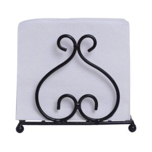 s.b.arts cast iron napkin holder flat scroll collection, bar napkin holder for tables, flat tableware tissue holder, farmhouse napkin dispenser, kitchen bathroom bedroom countertop, style 3