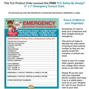 TLC Safety By Design Enhanced Toxic Foods Fridge Magnet for Pets Dogs Cats Emergency Informative Poison Veterinarian Approved Refrigerator Safety 5.5” x 8.5” (Qty. 1)