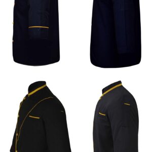 YARATACT Shaped Men's Black Chef Jacket Black Colour Pack of 4 Chef Coat (Light Yellow, X-Large)