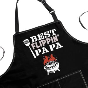 POFULL Papa Gift Best Flippin' Papa Apron Cooking Apron Father's Day Gift (Papa Apron)